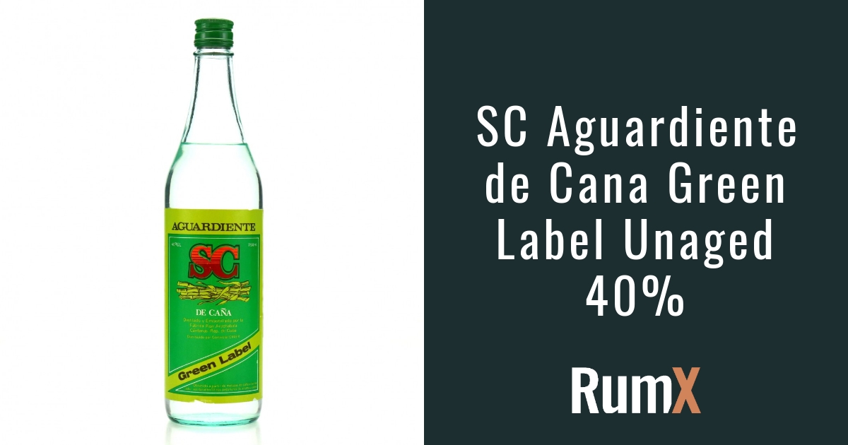 SC Aguardiente de Cana Green Label Unaged 40% | RX14994 | RumX