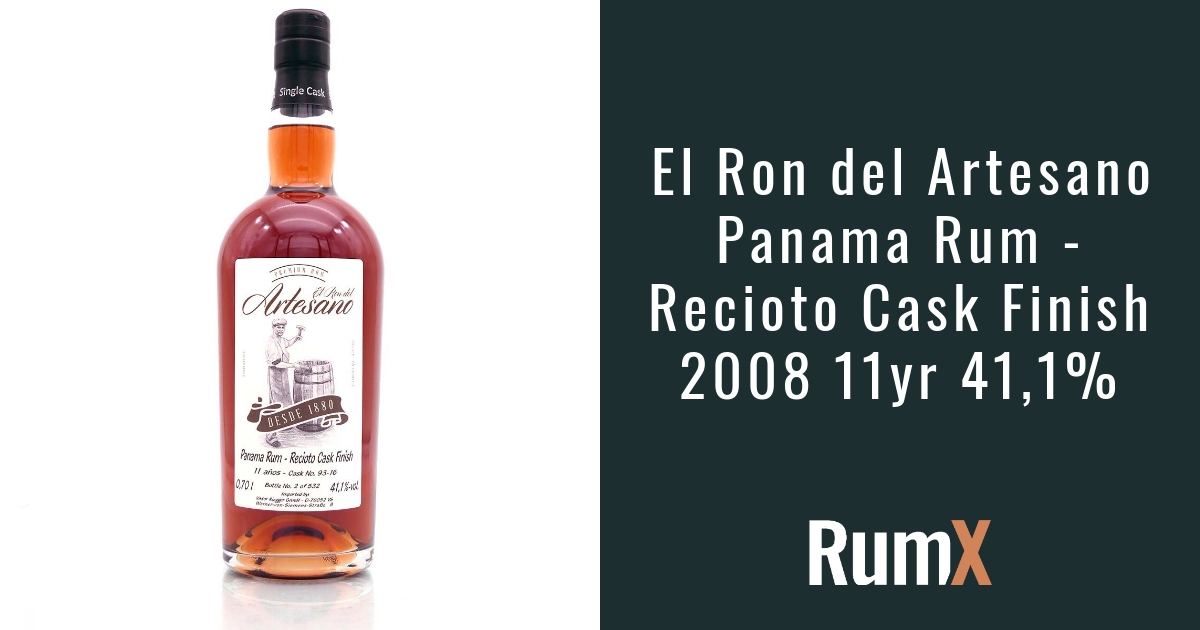 El Ron del Artesano Panama Rum - Recioto Cask Finish 2008 11yr 41,1% | RumX