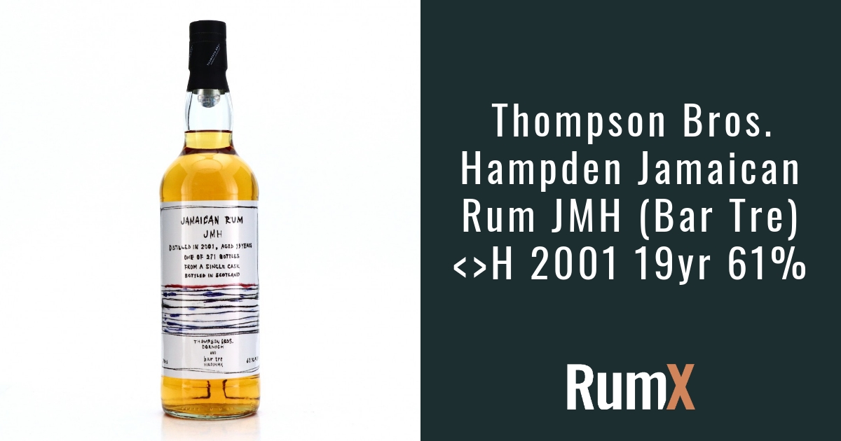 Thompson Bros. Hampden Jamaican Rum JMH (Bar Tre) H 2001 | RX9240 | RumX